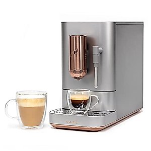 Café Affetto Automatic Espresso Machine + Milk Frother | Built-In & Adjustable Espresso Bean Grinder | One-Touch Brew in 90 Seconds | Steel Silver, 1.2 Liter, (C7CEBBS2RS3)
