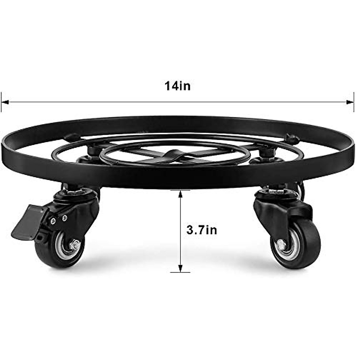 Amagabeli Garden Home 2 Pack 14" Plant Caddy with Wheels Heavy Duty Iron Wheeled Stand Brake Round Pot Mover On Roller Dolly Holder Indoor Outdoor Planter Trolley Casters Rolling Coaster Metal BG2071