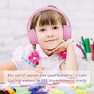 MIDOLA Headphones Bluetooth Wireless Kids Volume Limit 85dB /110dB Over Ear Foldable Noise Protection Headset/Wired inline AUX Cord Mic for Children Boy Girl Travel School Phone Pad Tablet PC Pink