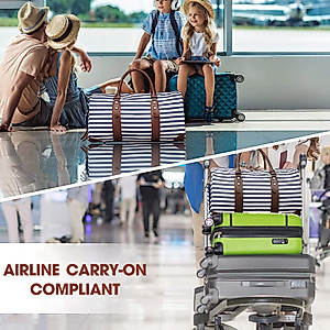 Oflamn Canvas Weekender Bag Large Overnight Bag for Women 47L/21'' Travel Duffel Bag with Shoes Compartment with Toiletry Bag for Travel Business Sport Getaways