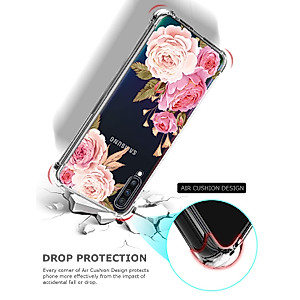 GREATRULY Floral Clear Case for Galaxy A70 for Women Girls,Pretty Phone Case for Samsung Galaxy A70 (2019),Flower Design Transparent Slim Soft Drop Proof TPU Bumper Cushion Silicone Cover Shell,FL-K