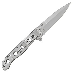 CRKT M16-03SS EDC Folding Pocket Knife: Sandvik Frame Lock, 4-Position Pocket Clip Bead Blast Blade, Stainless Steel Handle