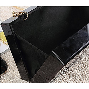 Shiratori Women Evening Clutch Bag, Acrylic Square Box Shoulder HandBags For Wedding Party Tote Purse (black)