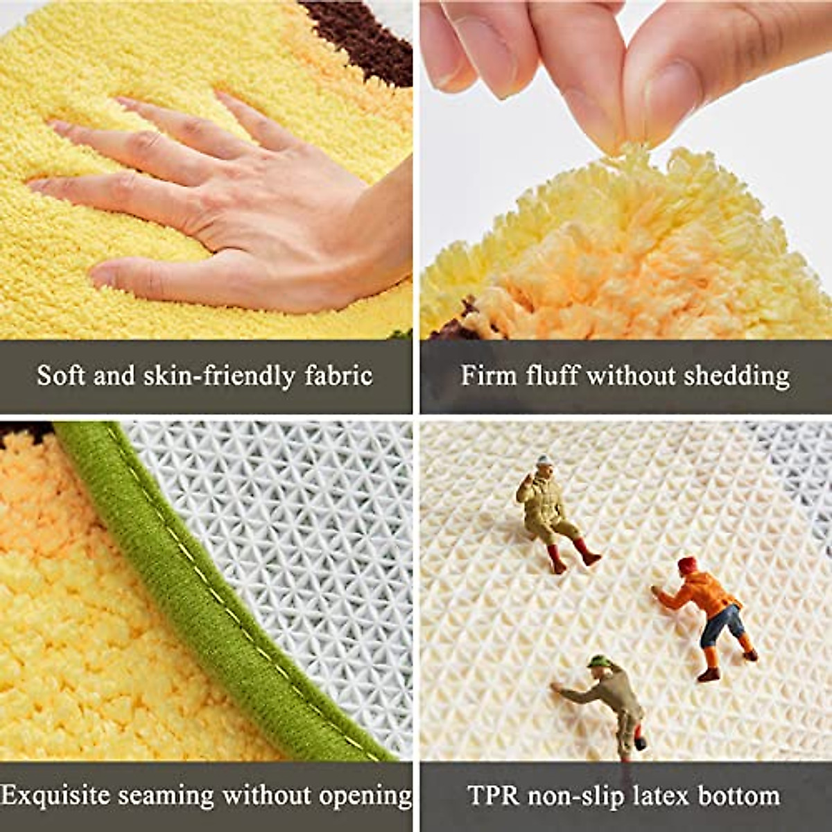 WREWING Cute Bath Mat, Ultra Soft Superfine Fiber Avocado Rug Bathroom, Non Slip Water Absorbent Bath Mat Area Rug for Bathtub Toilet Bedroom Kitchen Bathroom Entrance Mat 19.7 x 31.5 Inch (Avocado)