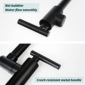 Pot Filler Faucet, Solid Brass Commercial Pot Filler Wall Mount Kitchen Stove Faucet Folding Restaurant Sink Faucet with Joint Swing Arm & Handles (Black)