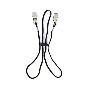 HONBAY 6PCS Black Adjustable Napkin Lanyard Neck Strap with Metal Alligator Clip for Anyone Who Want to Keep Clothes Clean