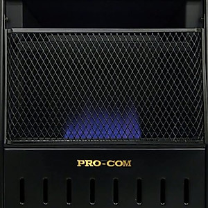 ProCom ML100TBAHR Ventless Propane Gas Blue Flame Space Heater with Thermostat Control for Living Room, Bedroom, Home Office, 10000 BTU, Heats Up to 300 Sq. Ft., Includes Wall Mount, Black
