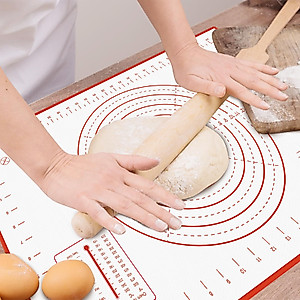 2 Pack Silicone Baking Mat, 24" x 16"Extra Thick Large Non Stick Pastry Mat Sheet for Dough Pie Crust Rolling Mats for Making Cookies Macarons Bread Baking Supplies, Easy to Clean