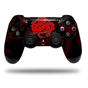 WraptorSkinz Skin Compatible with Sony PS4 Dualshock Controller PlayStation 4 Original Slim and Pro Oriental Dragon Red on Black (Controller NOT Included)