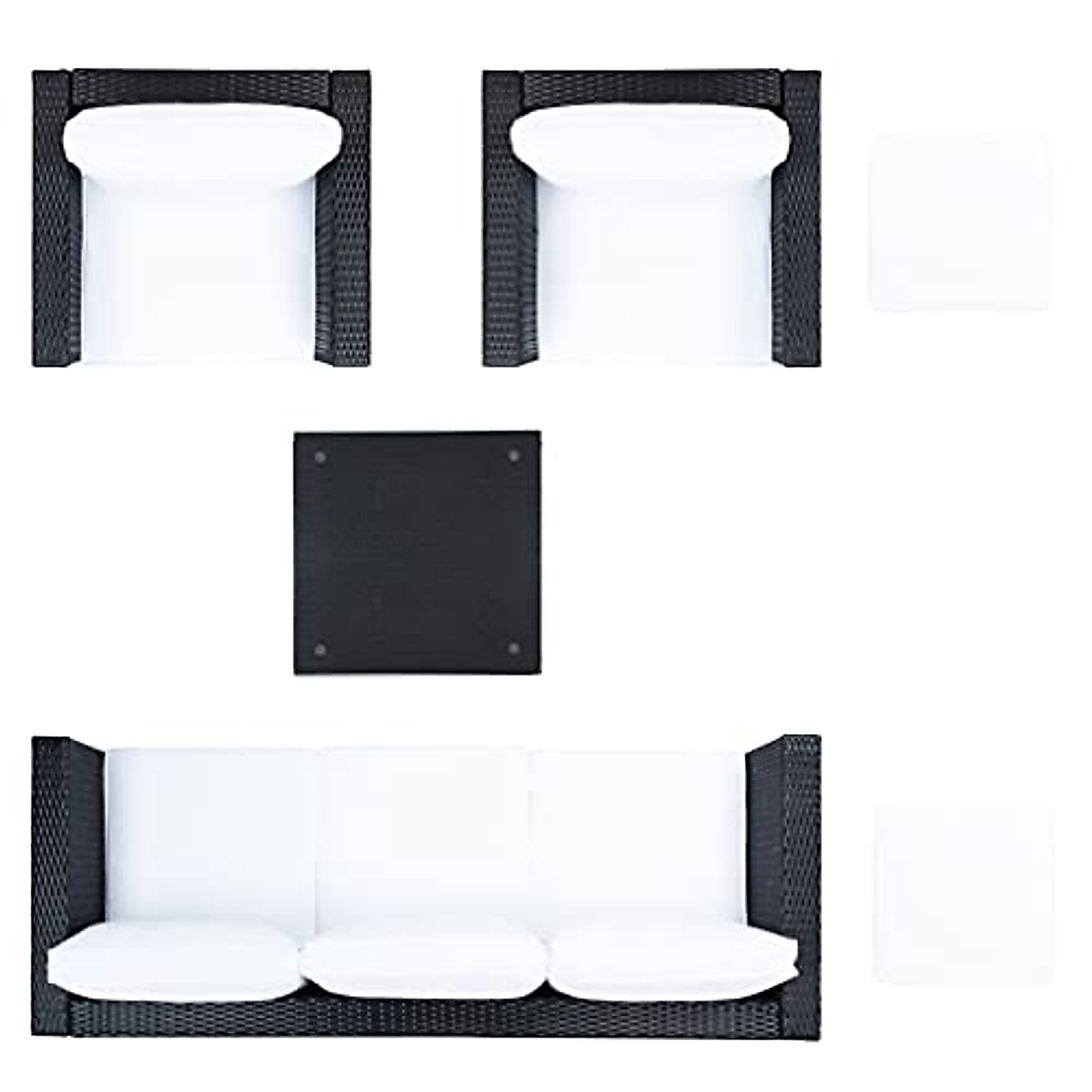 Safavieh Outdoor Collection Presla Wicker Cushion 6-Piece Living Set PAT7715A-3BX, Black/White
