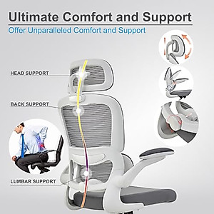 TRALT Office Chair Ergonomic Desk Chair, 330 LBS Home Mesh Office Desk Chairs with Wheels, Comfortable Gaming Chair, High Back Office Chair for Long Hours, Office Chair for Study and Work (White)
