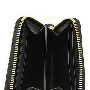 Prada Black Leather W/metal logos Coin case 1MM268 Nero