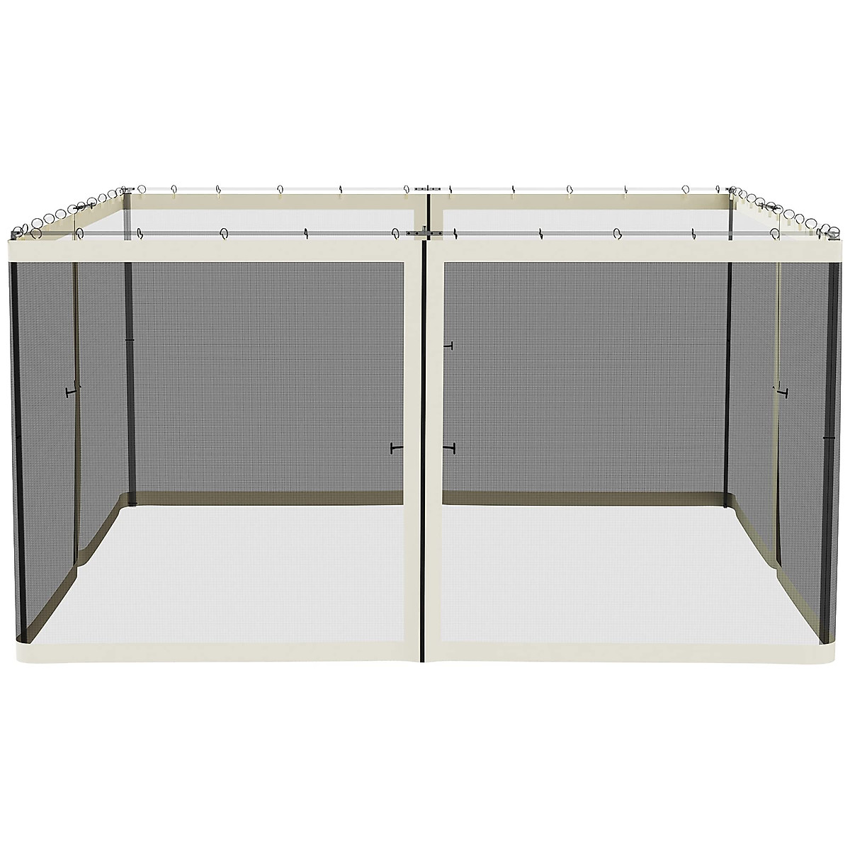 Outsunny 13' x 13' Replacement Mesh Sidewall Netting for Patio Gazebos and Canopy Tents with Zippers (Sidewall Only), Cream