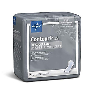 Medline ContourPlus Bladder Control Incontinence Pads, Maximum Absorbency, 6.5" x 13.5", 28 Count (Pack of 6)