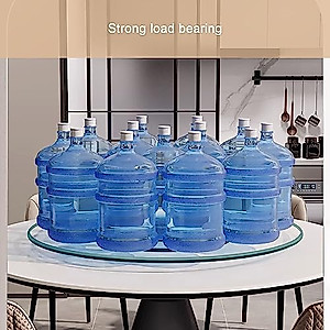 HASMI Lazy Susan Large, 8mm Tempered Glass Round Turntable, Kitchen Dining Table Rotating Tray, Aluminum Alloy Bearing, Easy to Share All Food