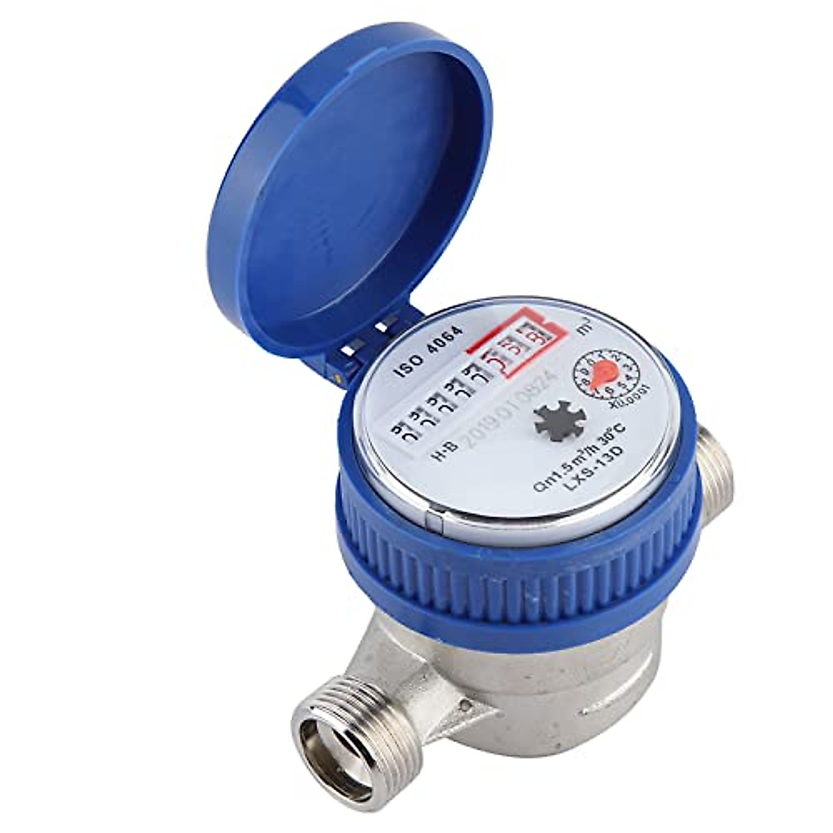 Deosdum Water Flow Meter, Water Meter Copper 1.5M3/H Mechanical Water Meter 15Mm 1/2 Inch Water Flow Gauge Garden Water Flow Meter