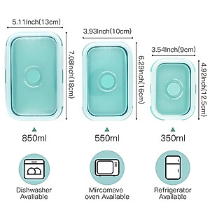 Duoyou Collapsible Silicone Lunch Bento Box, Portable Food Storage Container Outdoor Picnic Box Space Saving, Microwave, Dishwasher and Freezer Safe, 3 Pcs Set (Blue)