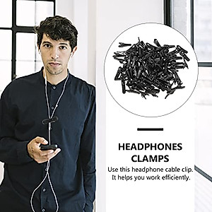 Earphone Mic Cord Clip:Headphone Mount Cable Clothing Clip Fixing Earphone/Microphone Cord for 1.5mm Diameter Round Wire,100 pcs