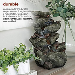 Alpine Corporation TZL154 Alpine Fountain with LED Light Rainforest Rock Frountain, 9" L x 8" W x 14" H, Mixed Colors