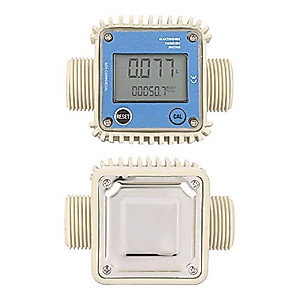 K24 LCD Turbine Digital Fuel Water Hose Flow Meter Widely Used for Chemicals Water, Blue