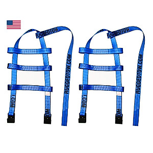 RuggedTow 2X USA Car Basket Straps Adjustable Tow Dolly DEMCO Wheel Net Set Flat Hook Standard Wheels Fits (14-20 Inches, Blue) Domestic