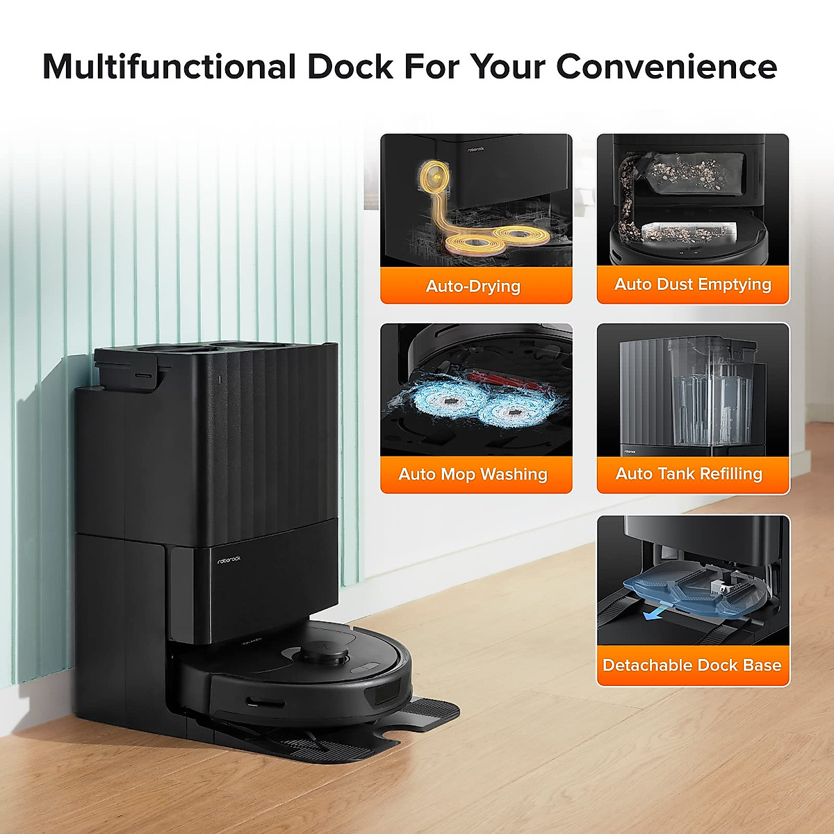 roborock S6 MaxV Robot Vacuum and Mop with Dual Cameras, Recognize and Avoids Obstacles, 2500Pa Strong Suction, Smart Mapping, Advanced Night Vision, Good for Pet Hair