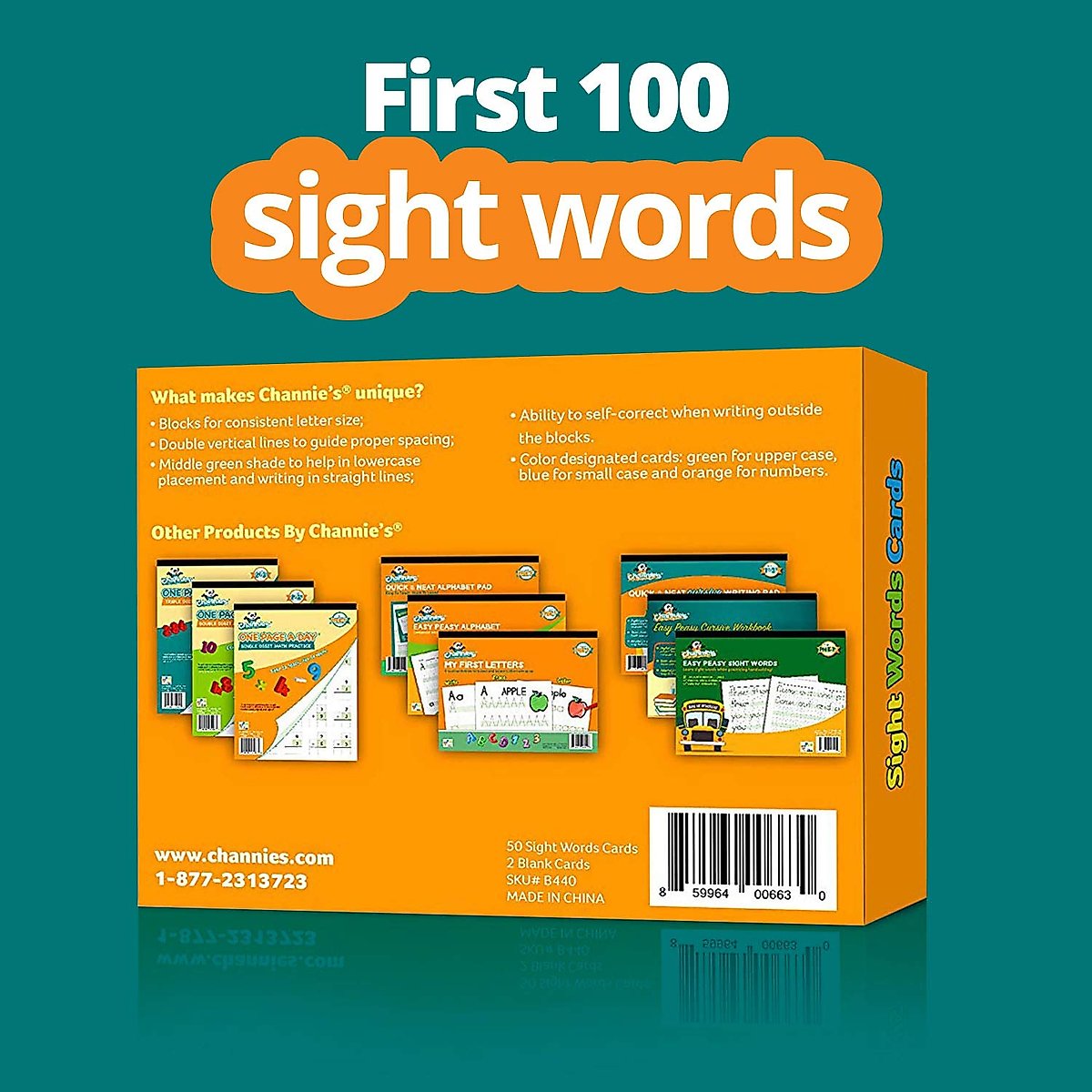 Channie’s Visual Dry Erase Flashcards for Pre-K Through First Grade Students’ to Learn to Trace, Practice &Write Their First 100 Sight Words, Ages 3+, 5.5” x 4.25