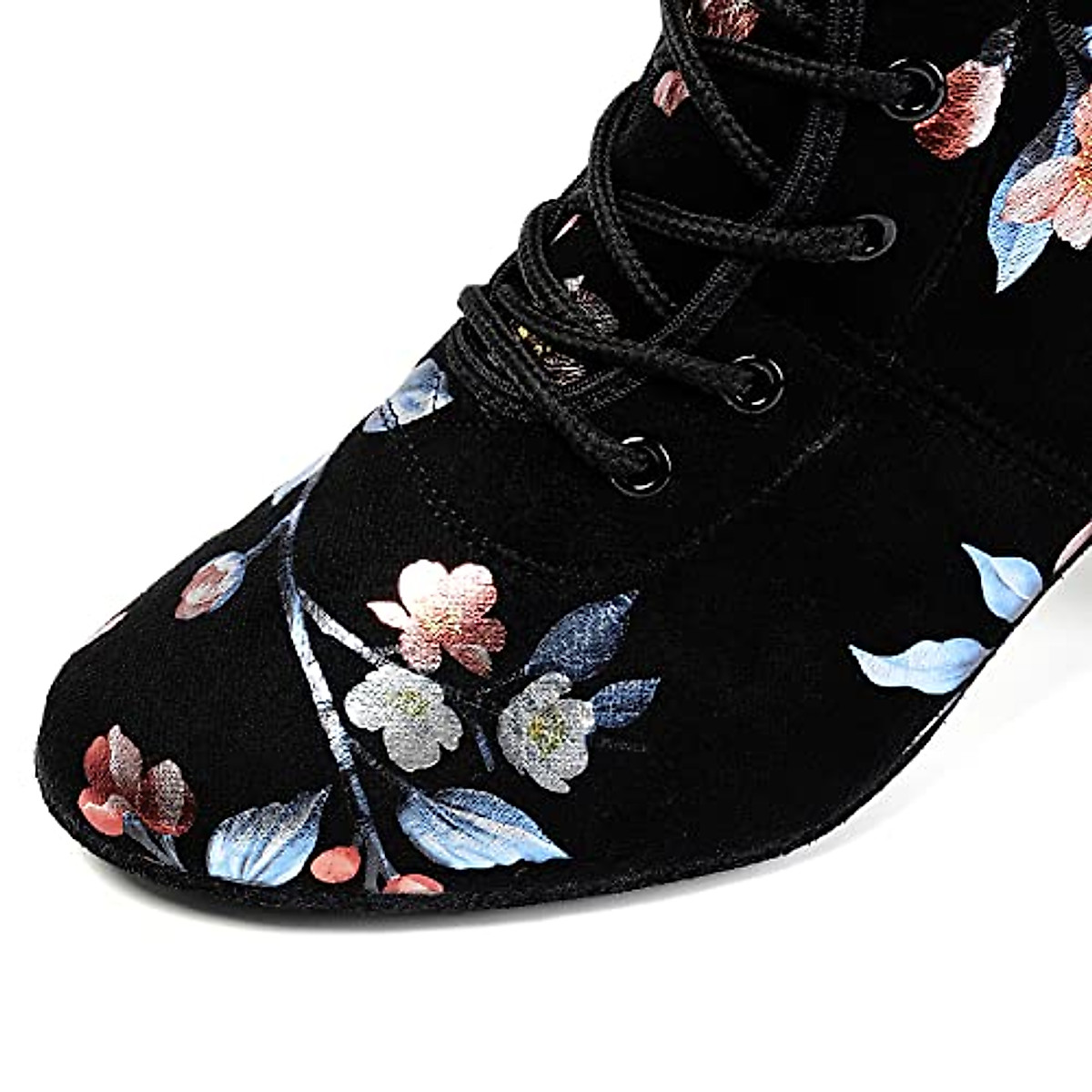 SWDZM Women's Latin Dance Shoes Closed-Toe Standard Ballroom Salsa Party Practice Performance Dance Shoes,Model LHD-NJB-Black 6.5 US