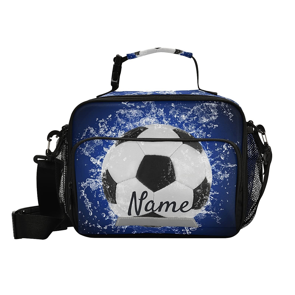 Glaphy Custom Soccer Lunch Bag for Boys Kids, Football Personalized Your Name Lunch Tote Bags Insulated Lunch Box for Office Work School Picnic