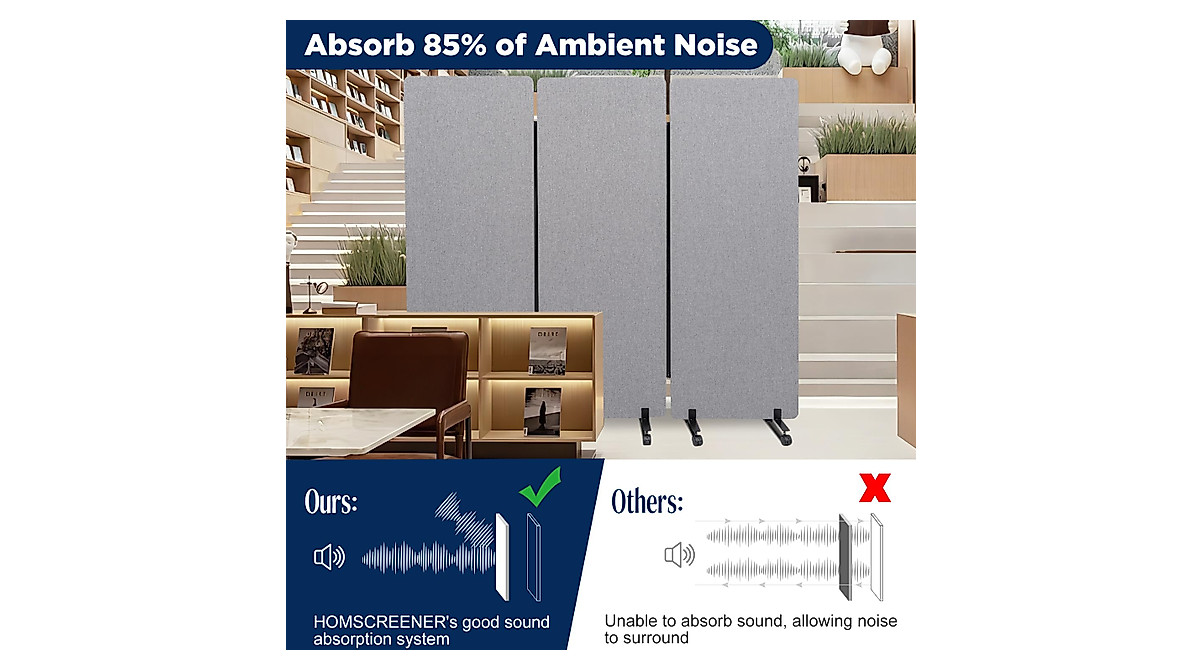 Portable Soundproof Room Divider with Wheels for Office & Studio