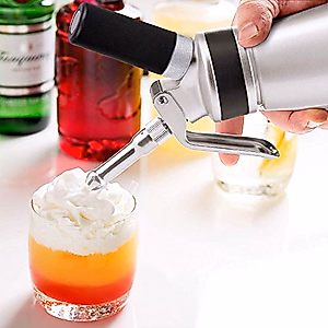 ZOEMO Profesional Whipped Cream Dispenser - Ugraded Full Metal Cream Whipper Canister, w/Durable Metal Body & Head with 3 Stainless Steel Decorating Tips (Professional Silver 500 ML)