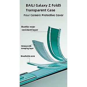 BAILI Galaxy Z Fold5 Transparent Case,HD Clear TPU Cover for Samsung Galaxy Z Fold5,Ultra-Slim Z Fold5 Case Built-in Screen Protector,Crystal Clear Four Corners Protective Cover for Fold5-Clear