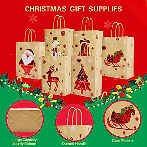 U-PTY 24PCS Christmas Paper Gift Bags with Handles for Holiday Treats and Party Supplies