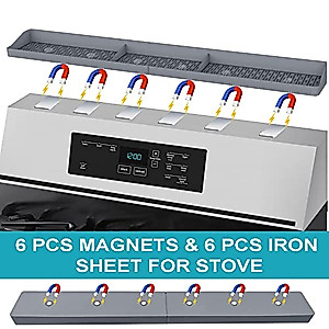 XIILSIE Stove Top Shelf 30 Inch, Silicone Oven Shelf Magnetic Shelf for Kitchen Stove with 6PCS Small Iron Piece, Kitchen Over Stove Spice Rack Organizer, Grey