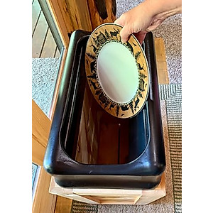 New Rustic Moose Wood Kitchen Trash Bin Garbage Can 33 Gal Cabin Western Decor New Commerial Grade Heavy Duty Swing in lid Upgraded Lid Wonderful