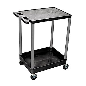 H Wilson STC21-B STC Series 18 x 24 Inch 2-Shelf Utility Cart, Black