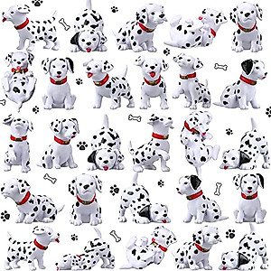 18 Pieces Mini Dog Animals Miniature Figurines Resin Dalmatian Cake Toppers Terrarium Crafts Ornament for Cake Decoration Garden Home Party Decor(18)