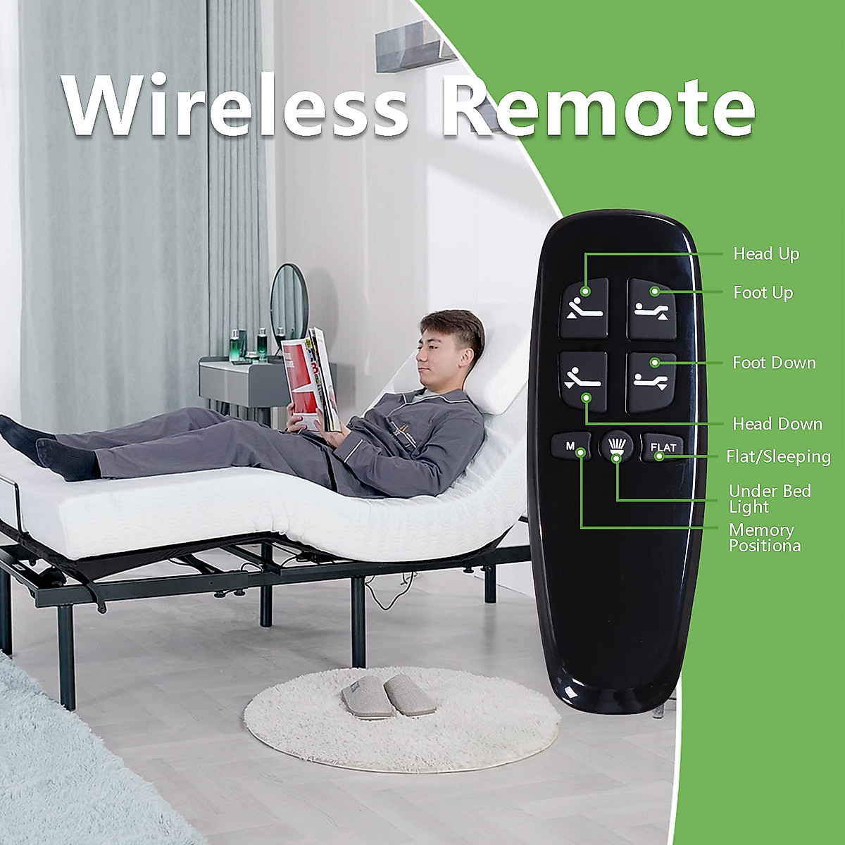 HomJoones Adjustable Bed Frame Twin XL Bed Frames Adjustable Twin XL Bed Frame Twin Adjustable Bed Frame with Remote Electric Adjustable Bed Frame Black Twin Bed Twin Adjustable Bed Base