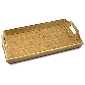 Palm Naki Bamboo Serving Tray - Bamboo Decorative Tray with Handles, Bamboo Charcuterie Tray, Bamboo Wood, 19.5” x 11.8” x 1.5”