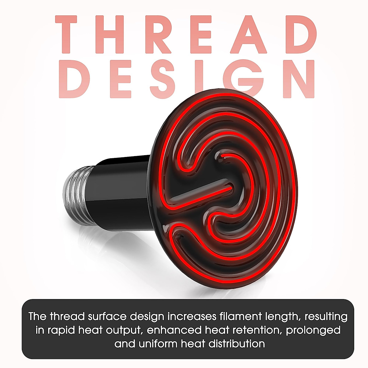 Ceramic Heat Emitter for Reptiles, 100W Heat Lamp Bulb, Ceramic Reptile Heat Bulb Black, No Light Emitting Heat Lamp for Amphibian Pet, Heat Bulb for Bearded Dragon Turtle Snake Lizard, 2 Pack