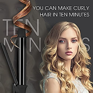Curling Iron K&K 1 Inch Clipped with Tourmaline Ceramic Barrel, Professional 25mm Hair Curler Curling Iron up to 450°F Dual Voltage for Traveling, Hair Waving Style (1 inch) (1 Inch)