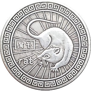 Kocreat Constellation Star Sign Chinese Zodiac Sign Lucky Coin Morgan Coin Freedom Hobo Coin Souvenir Coin Challenge Coin Antique Coins Replica Collection Rat