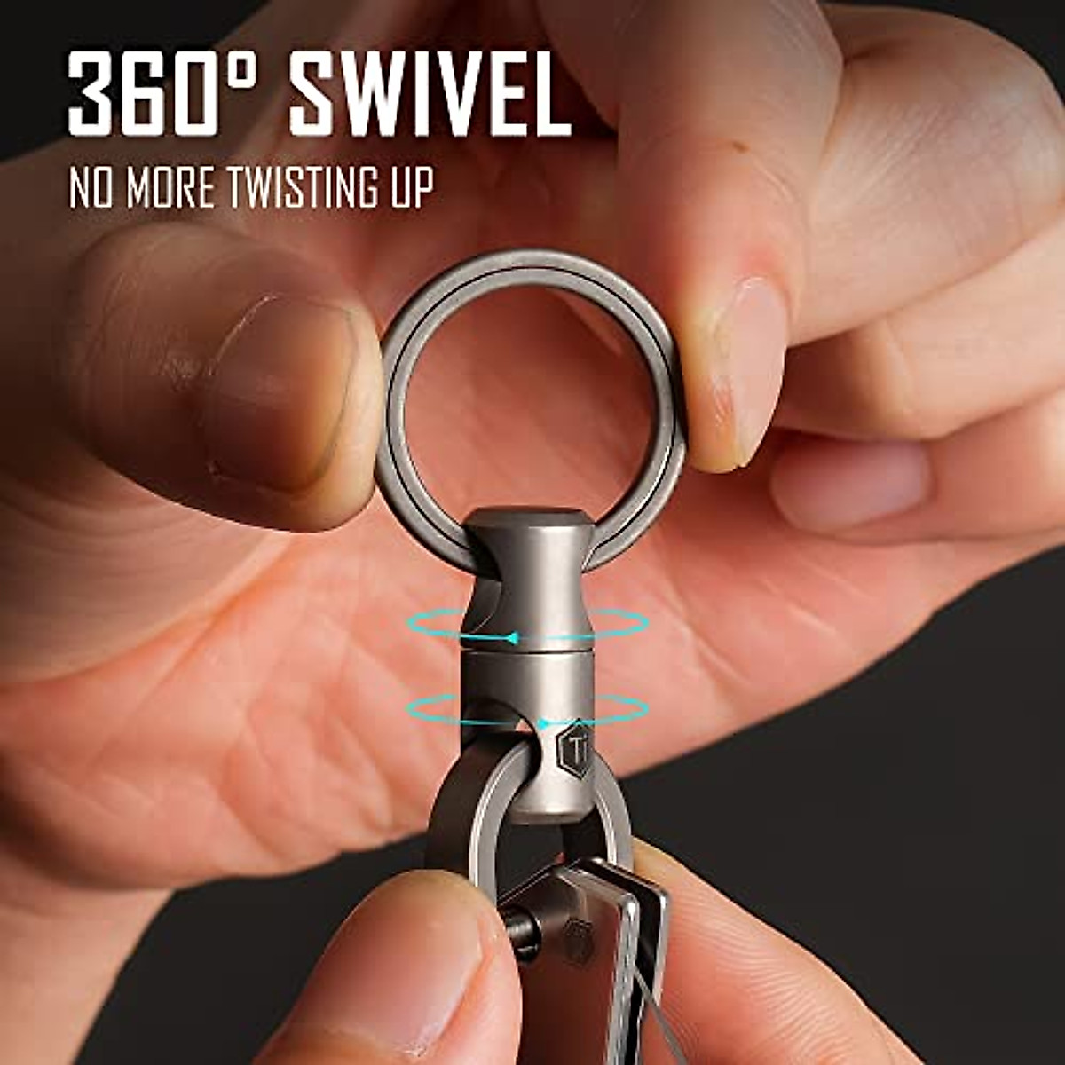 KeyUnity KM13 Swivel Keychain with D Ring Key Shackle, Titanium Rotatable Key Organizer