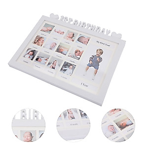 Kisangel Babys First Year Frame 12 Month Picture Frame 1st Birthday Photo Frame Picture Frame Milestone Photos Frame My First Year Picture Frame Memories Keepsake Photo Frame White