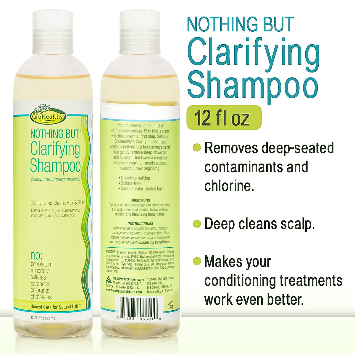 NOTHING BUT Clarifying Shampoo Sulfate-Free Detox for Natural Hair - Hair Shampoo - Removes Buildup - 12oz - Single