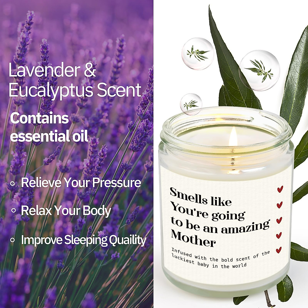 GiltGlimmer New Mom Christmas Gifts - Mom to Be Gift for First Time Moms, Pregnancy Must Haves Soy Wax Lavender Scented Candle, Pregnancy Gifts for Expecting Mom, Wife, Friend, Sister