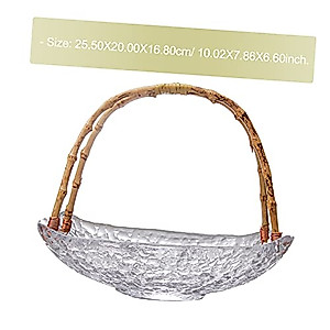 Holibanna Bamboo Glass Fruit Bowl food serving plate Handheld Snack Basket wedding snack tray Dried Fruit Storage Organizer clear basket Dried Food Basket Bamboo weaving Storage Box candy