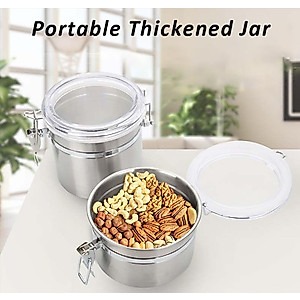 Malisseladi Tobacco Jar Food Storage Tin Can Container Stainless Steel Airtight Lid for Home Kitchen Snack