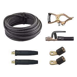 Welding Lead Package, 50' - 1/0 Cable, Electrode Holder, Ground Clamp, Lugs Set (1-A316, 1-GC300, 2-2AF, 1set- 2MPC1, 50ft-1/0)