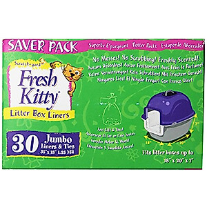 30 Count Fresh Kitty Litter Box Liners Super Thick, Durable, Easy Clean Up Jumbo Scented, Bags with Ties for Pet Cats